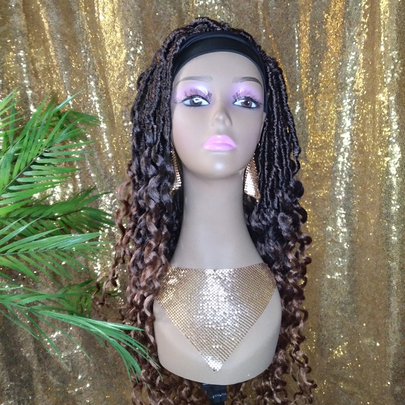 Hair | 24 Ombre Soft Goddess Faux Locs Headband Wigs Curly Ends Braided ...